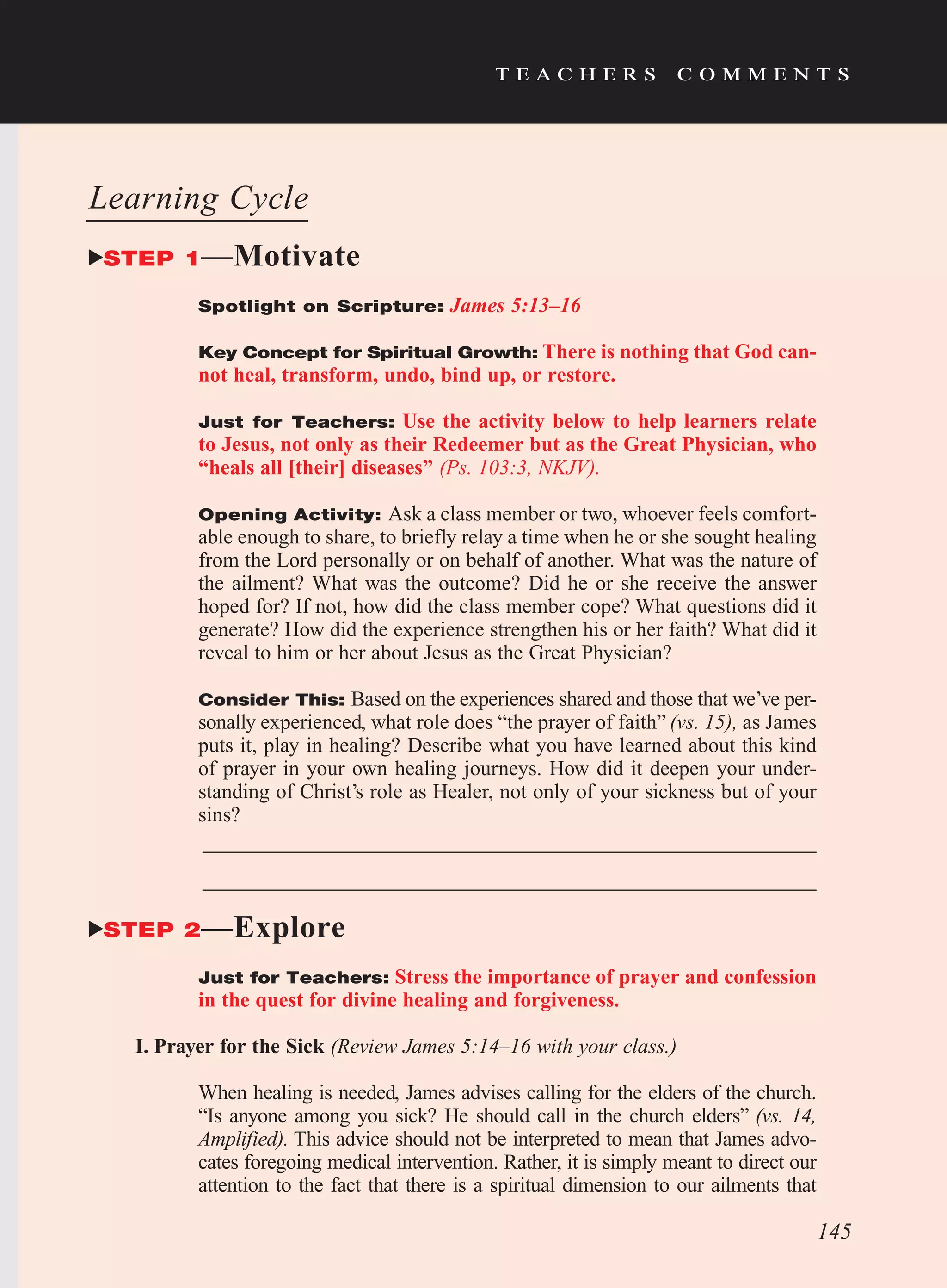 Lesson 12 | Prayer, healing, and restoration | Sabbath School | PDF ...