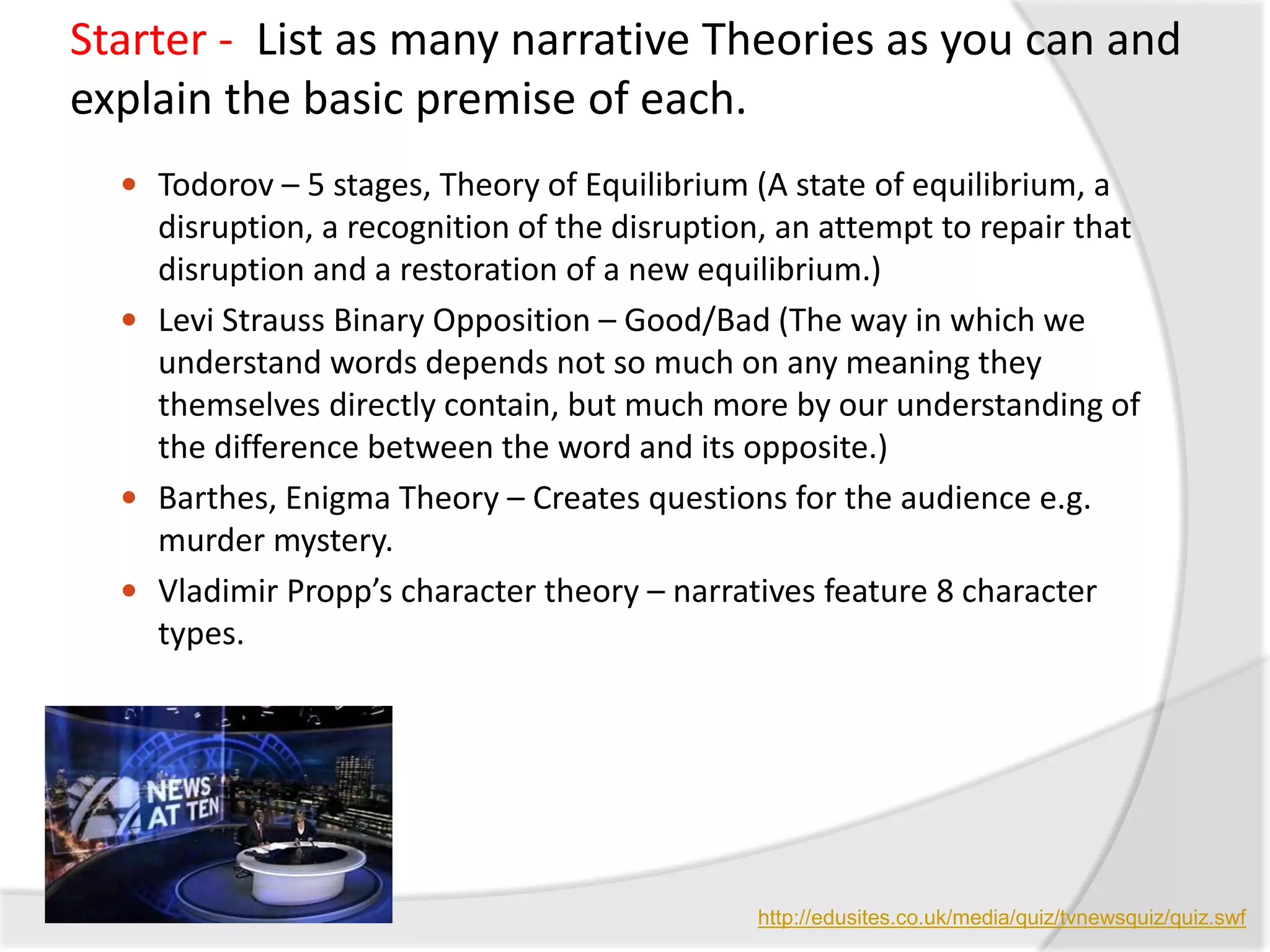 Narrative Theory 2 | PPT