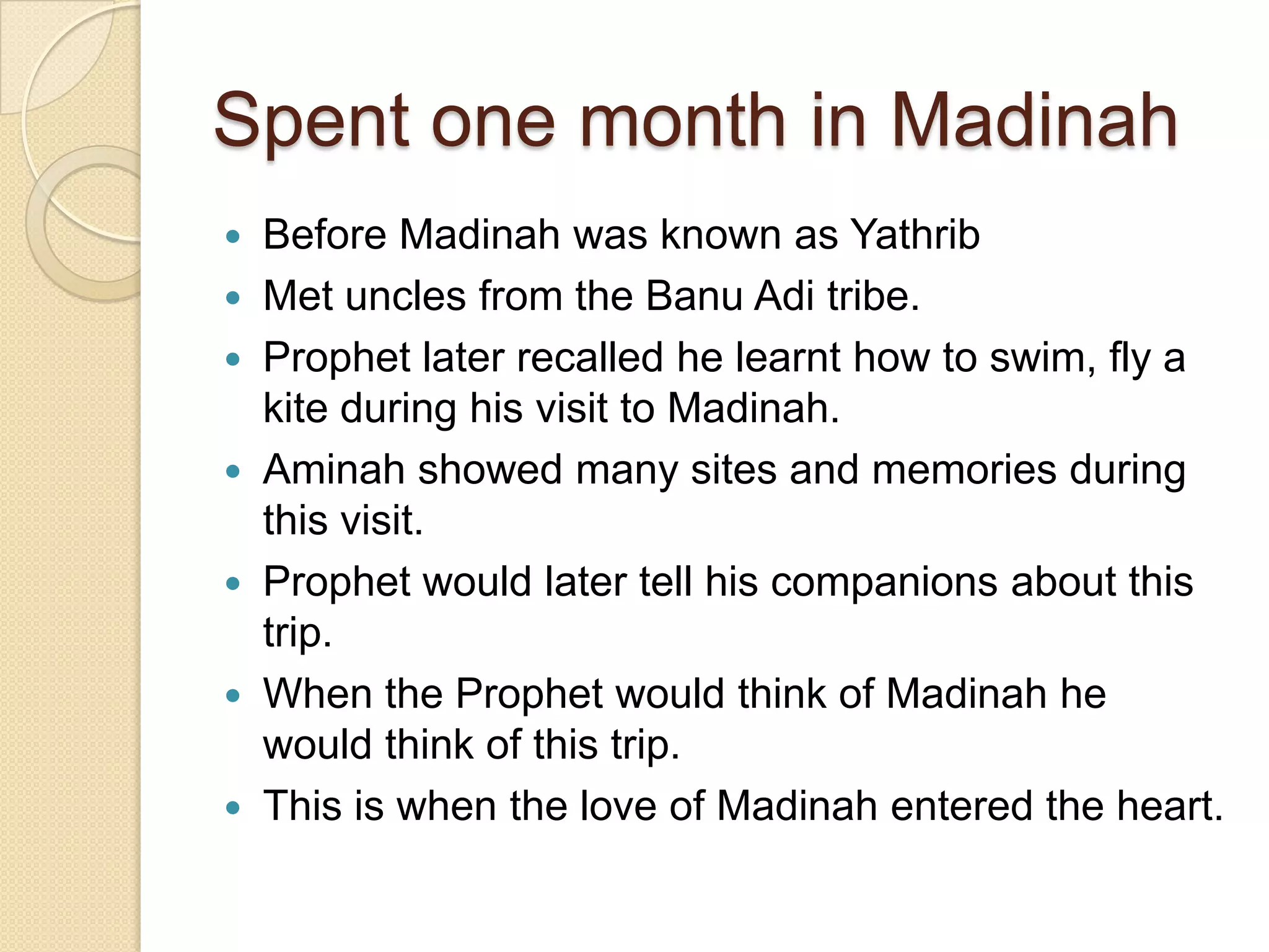 Lesson 13 Death of Amina, In the care of Abdul Muttalib and Abu Talib ...