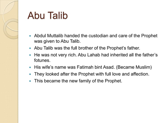 Lesson 13 Death of Amina, In the care of Abdul Muttalib and Abu Talib. | PPT