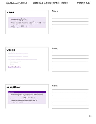 Lesson 13: Exponential and Logarithmic Functions (handout) | PDF
