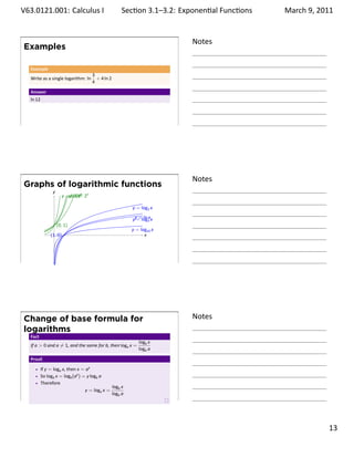 Lesson 13: Exponential and Logarithmic Functions (handout) | PDF