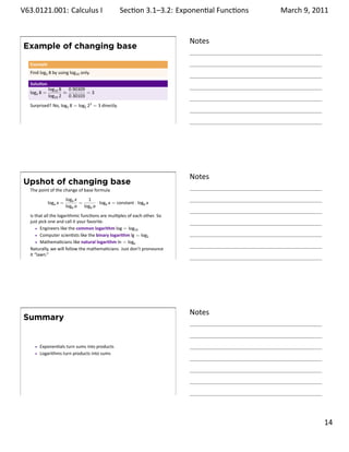 Lesson 13 Exponential And Logarithmic Functions Handout Pdf