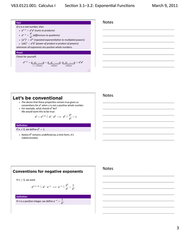Lesson 13: Exponential and Logarithmic Functions (handout) | PDF