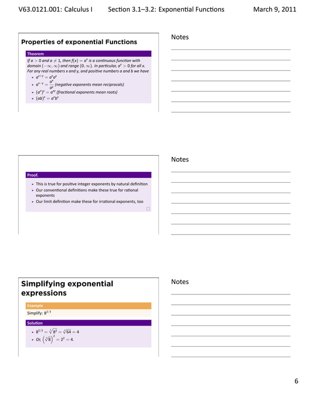 Lesson 13: Exponential and Logarithmic Functions (handout) | PDF