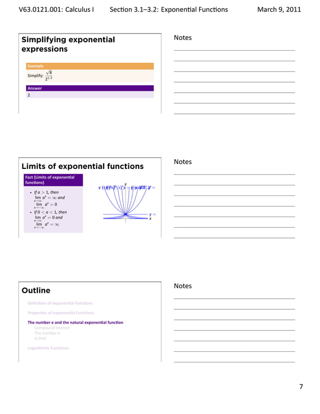 Lesson 13: Exponential and Logarithmic Functions (handout) | PDF