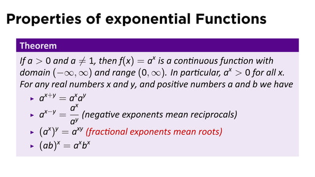 Lesson 13: Exponential and Logarithmic Functions (slides) | PDF
