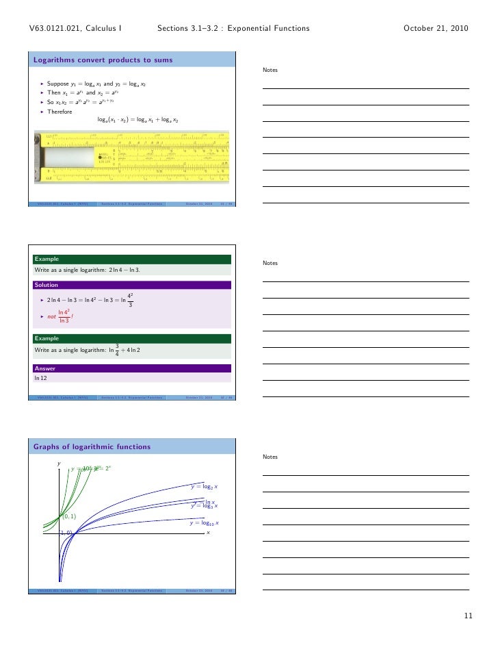 Lesson 13: Exponential and Logarithmic Functions (Section 021 handout)