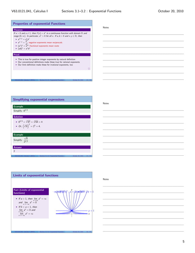 Lesson 13: Exponential and Logarithmic Functions (Section 041 handout ...