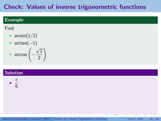 Lesson 16: Inverse Trigonometric Functions | PPT