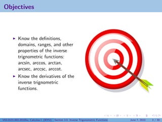 Lesson 16: Inverse Trigonometric Functions | PDF