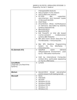 Lesson 13 List Of Operating Systems | PDF