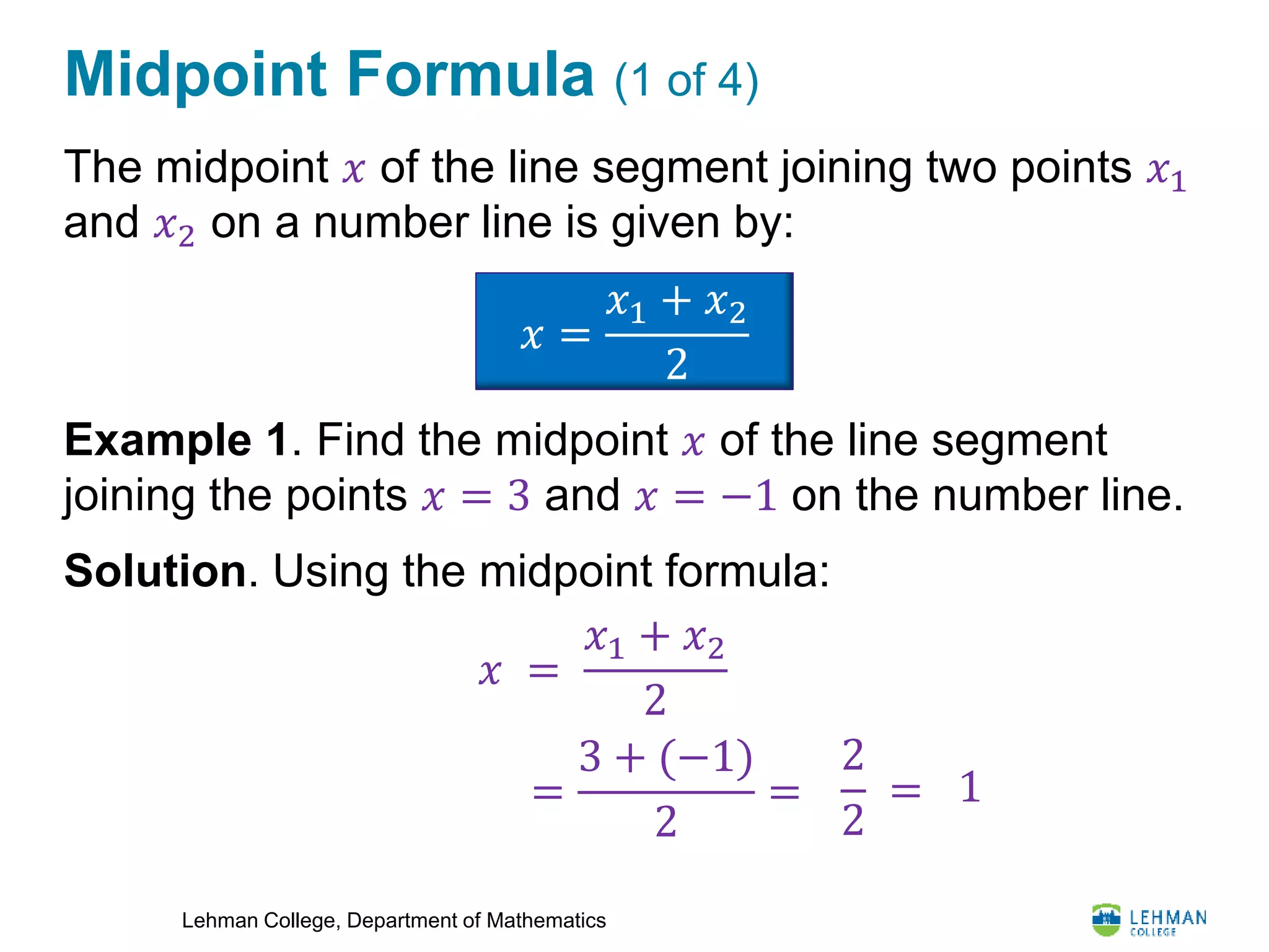 Lesson 13: Midpoint and Distance Formulas | PPTX
