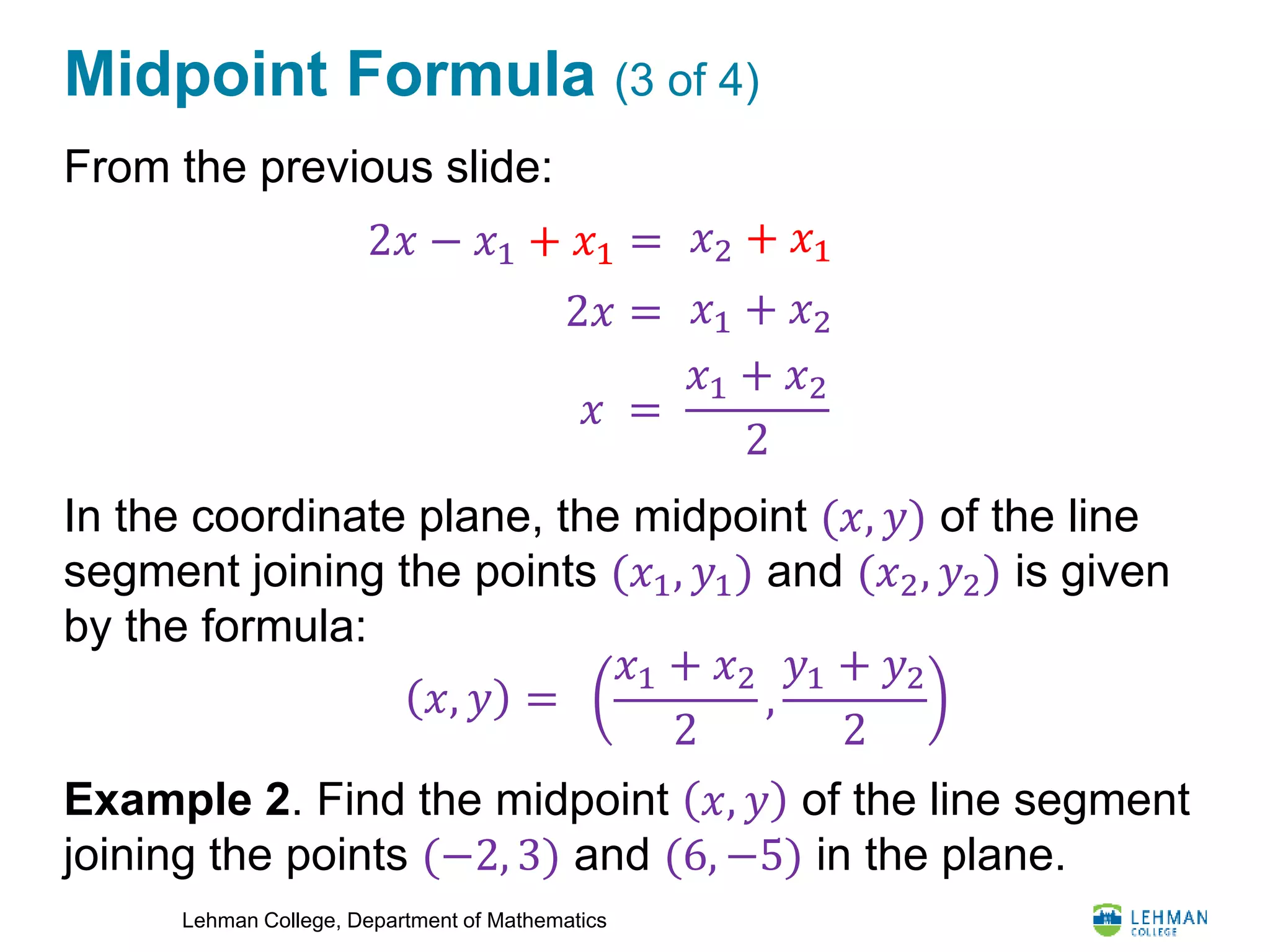 Lesson 13: Midpoint and Distance Formulas | PPTX | Physics | Science