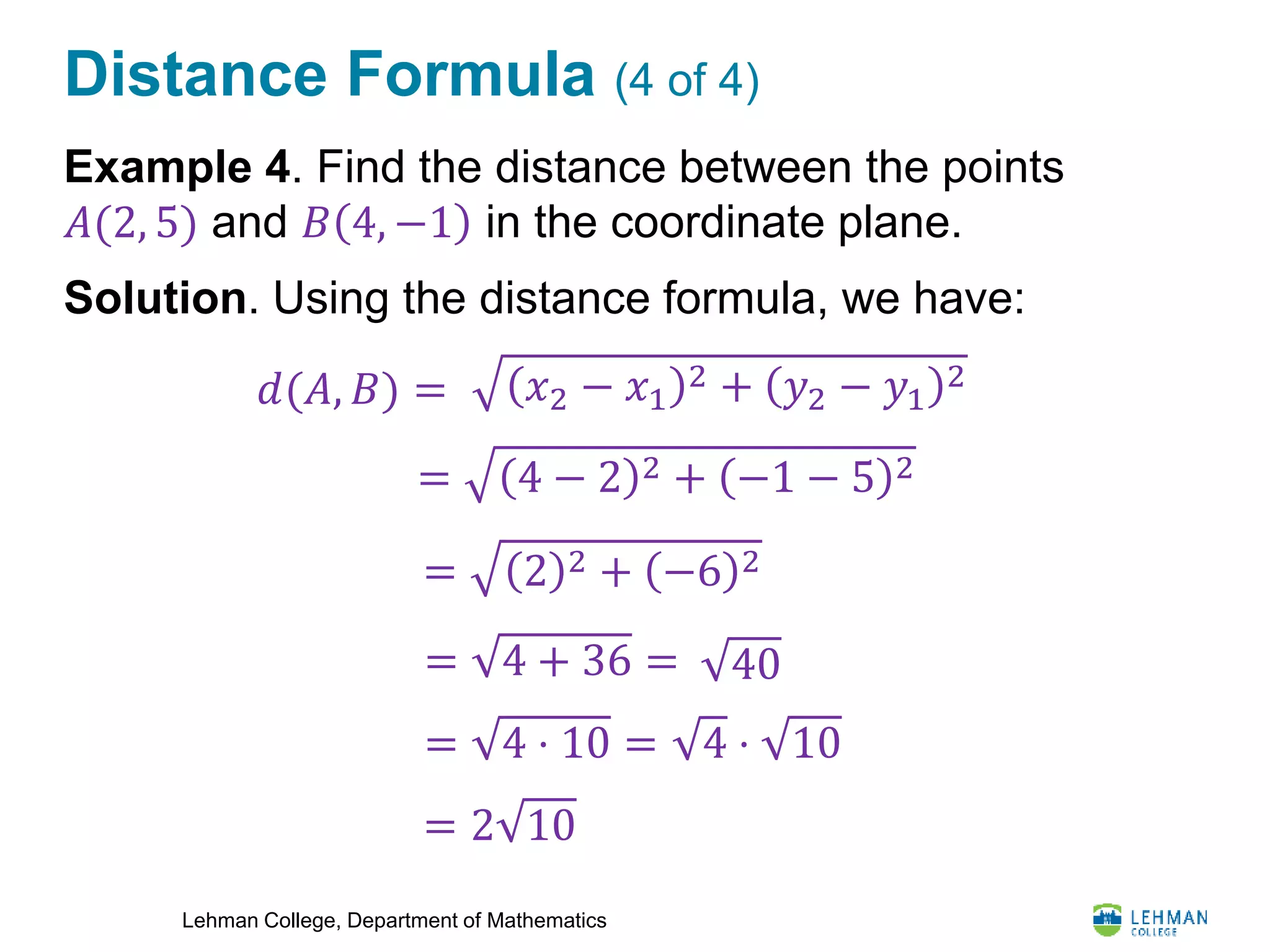Lesson 13: Midpoint and Distance Formulas | PPTX