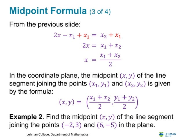 Lesson 13: Midpoint and Distance Formulas | PPTX | Physics | Science