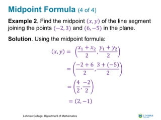 Lesson 13: Midpoint and Distance Formulas | PPT