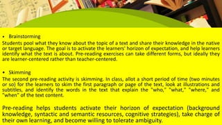 Creating pre, while, post reading activities | PPTX