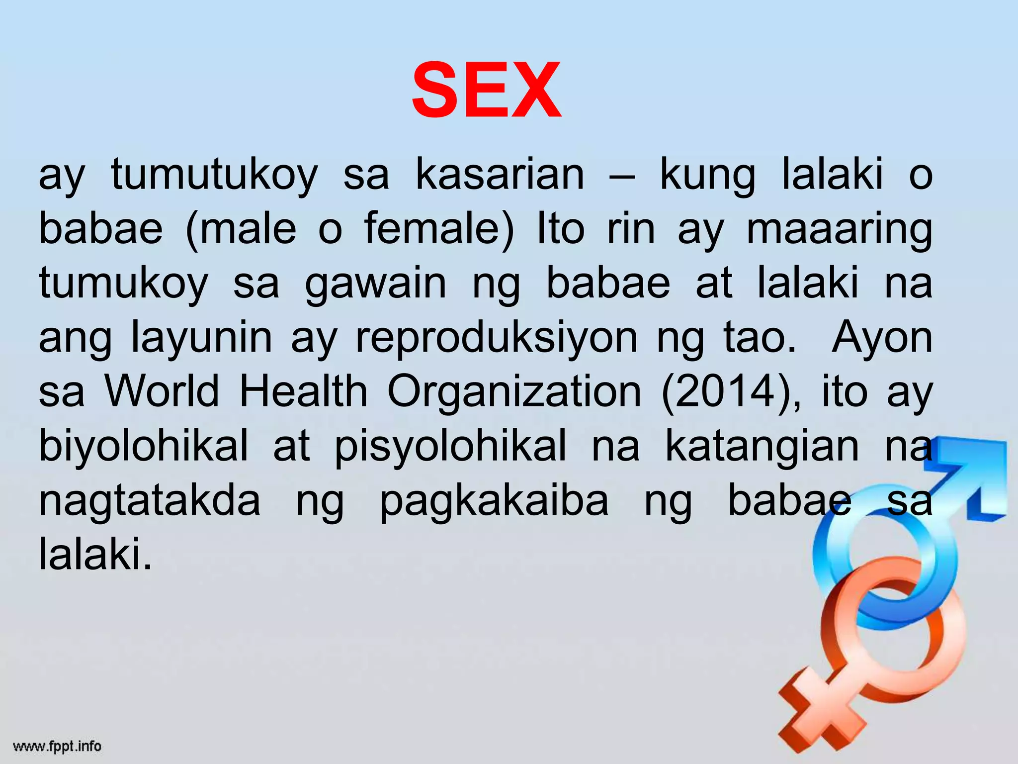 Aralin 1: Kasarian sa Ibat-ibang Lipunan | PPT