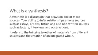 Lesson 13 synthesizing information from relavant literature | PPTX