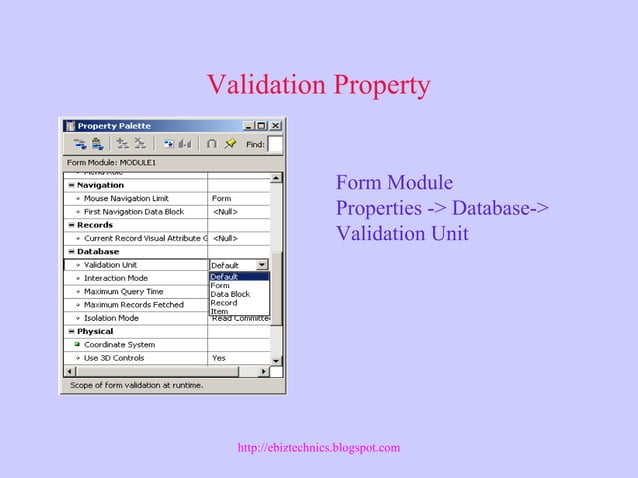 Oracle Forms : Validation Triggers | PPT