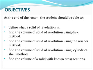 Lesson 13 volume of solids of revolution | PPT