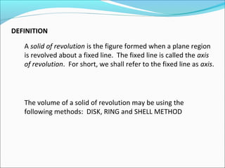 Lesson 13 volume of solids of revolution | PPT