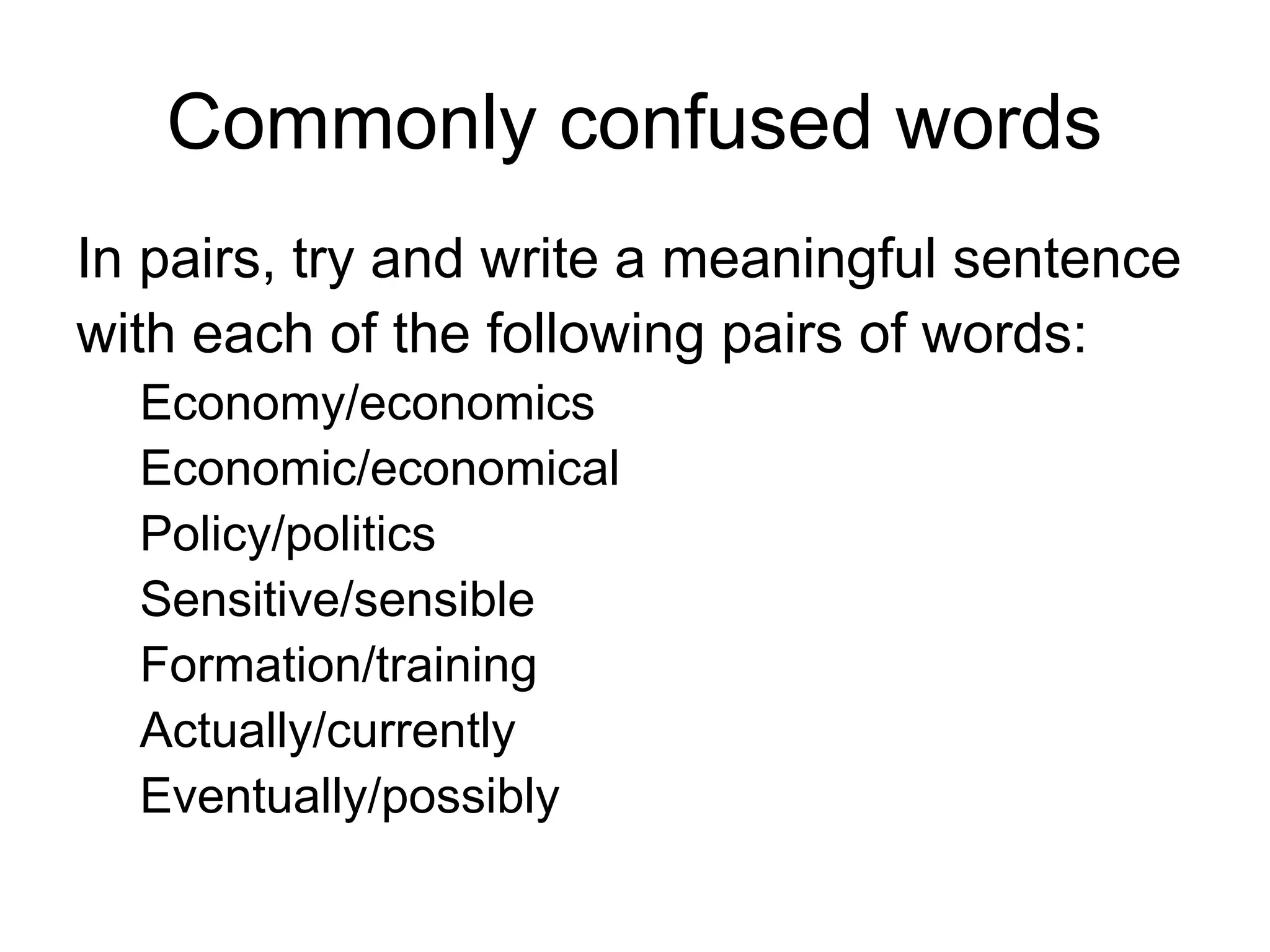 Lesson plan of English, Commonly confused words | PPT