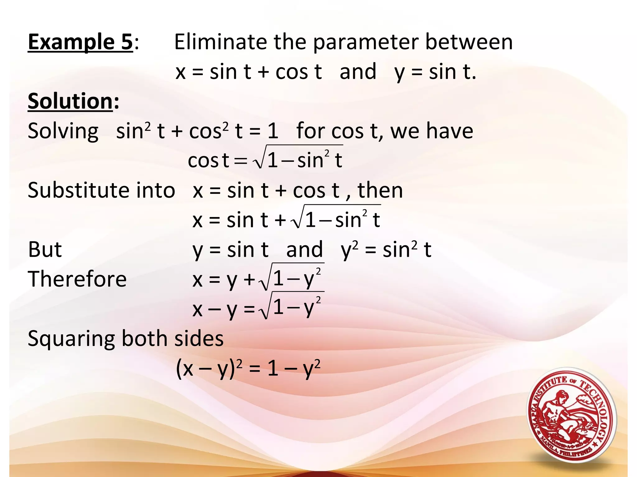Lesson 14 a - parametric equations | PPT