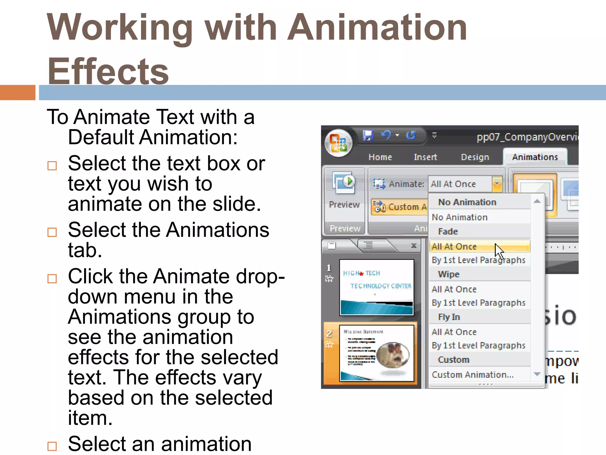Lesson 14 animating text and objects | PPTX