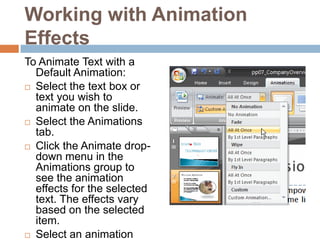 Lesson 14 animating text and objects | PPTX