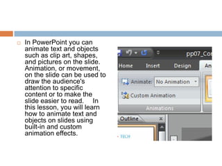 Lesson 14 animating text and objects | PPTX