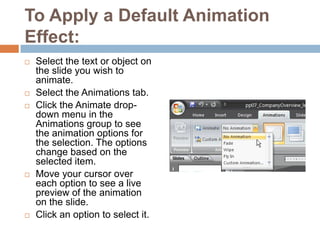 Lesson 14 animating text and objects | PPTX
