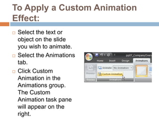 Lesson 14 animating text and objects | PPTX