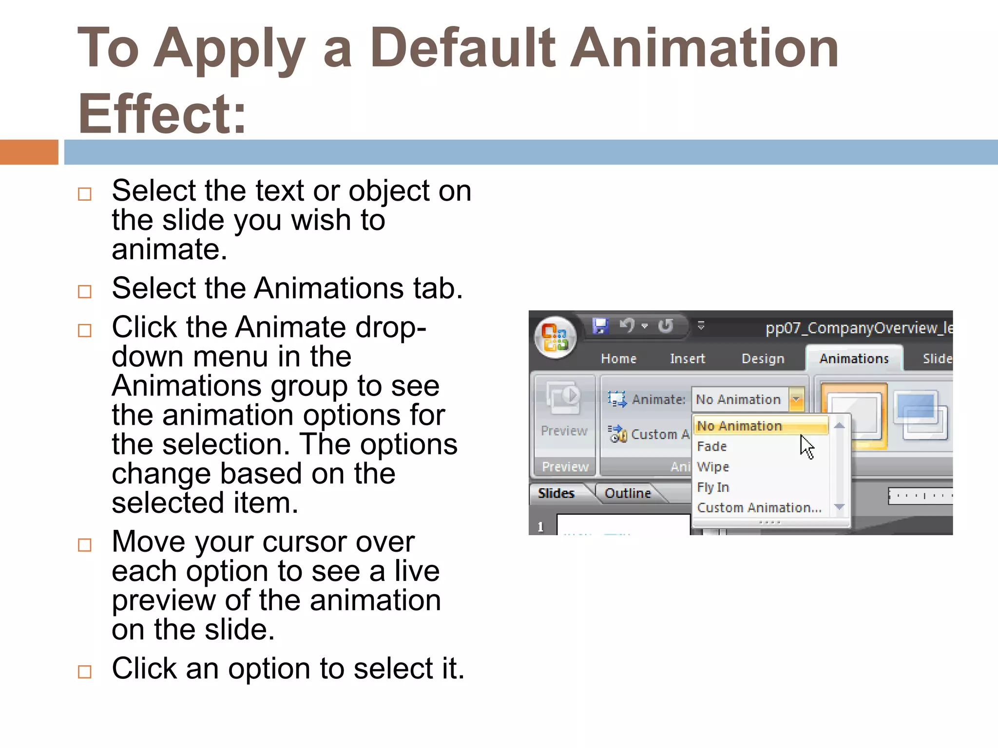 Lesson 14 animating text and objects | PPTX