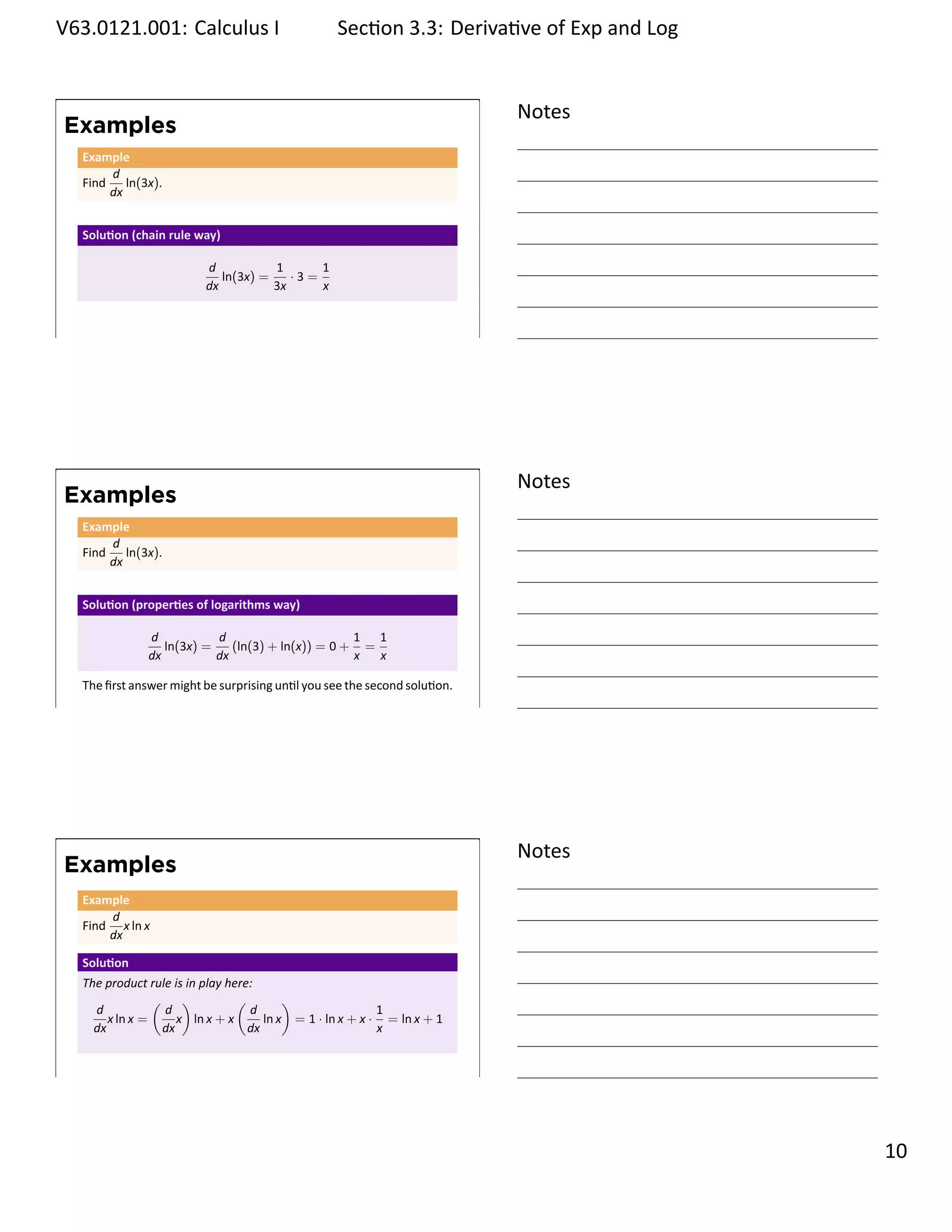 Lesson 14: Derivatives of Logarithmic and Exponential Functions ...