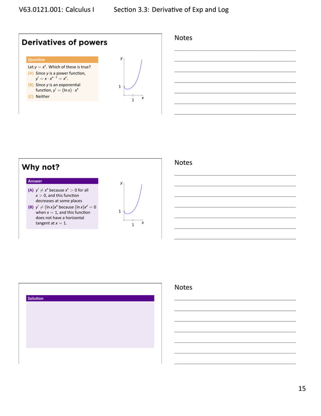 Lesson 14: Derivatives of Logarithmic and Exponential Functions (handout) | PDF