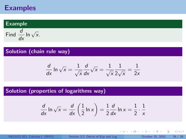 Lesson 14: Derivatives of Exponential and Logarithmic Functions ...