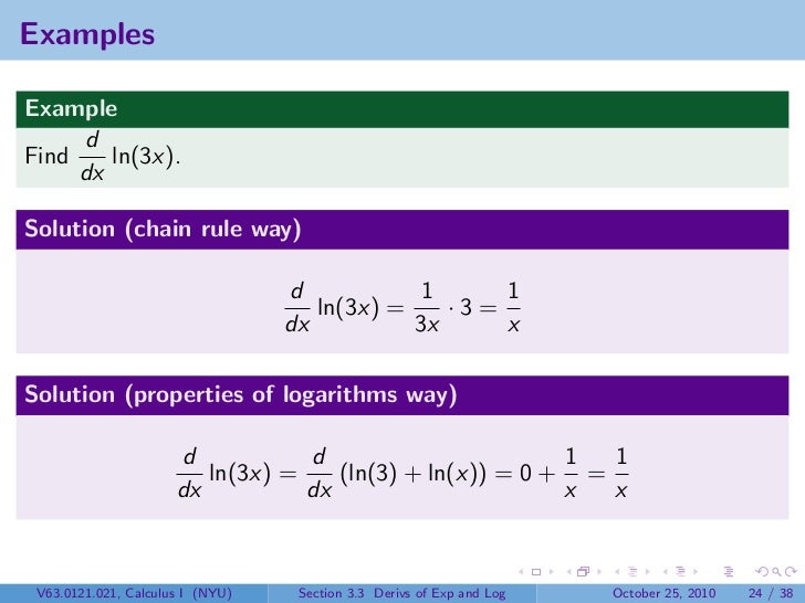 Lesson 14: Derivatives of Exponential and Logarithmic Functions (Sect…