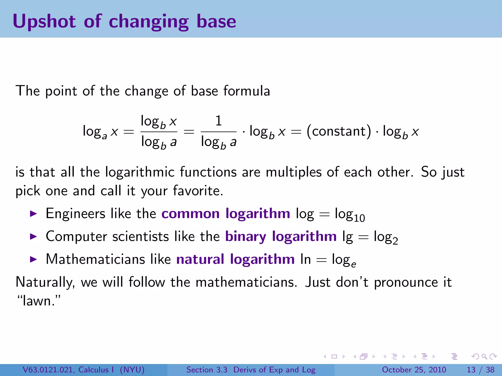 Lesson 14: Derivatives of Exponential and Logarithmic Functions ...