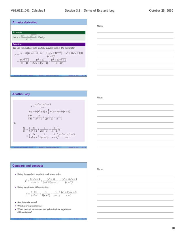Lesson 14: Derivatives of Exponential and Logarithmic Functions ...