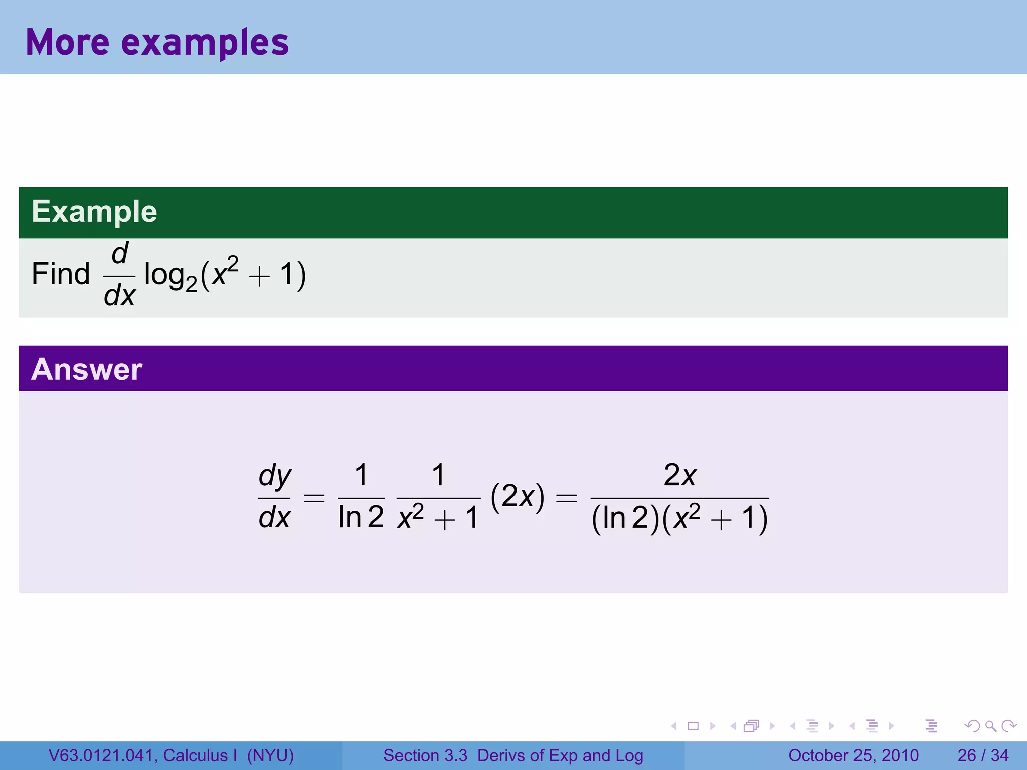 Lesson 14: Derivatives of Exponential and Logarithmic Functions ...