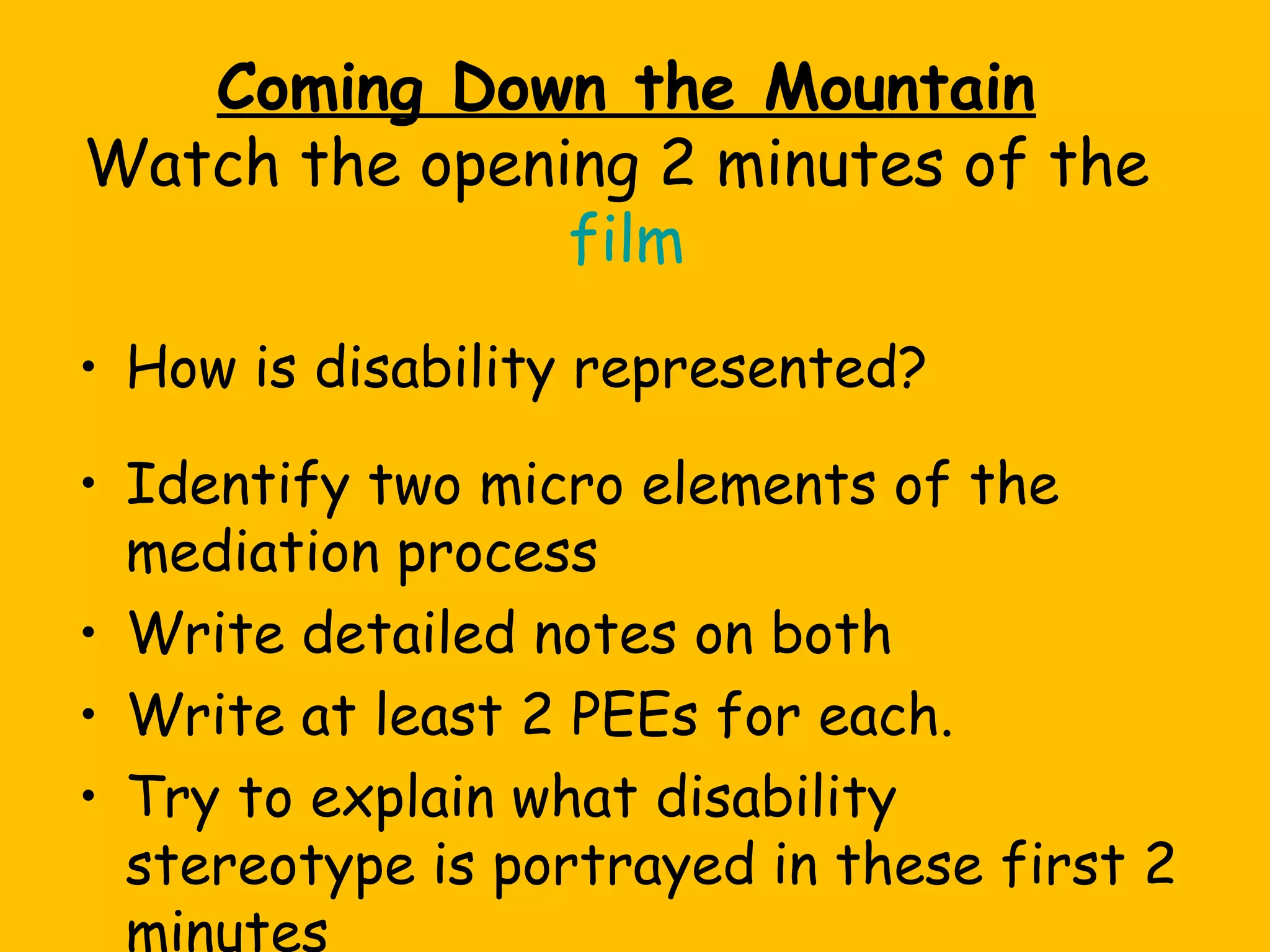 AS Media Lesson 14 - Representation of disability | PPT