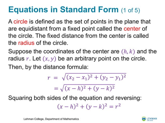 Lesson 14: Equation of a Circle | PPTX