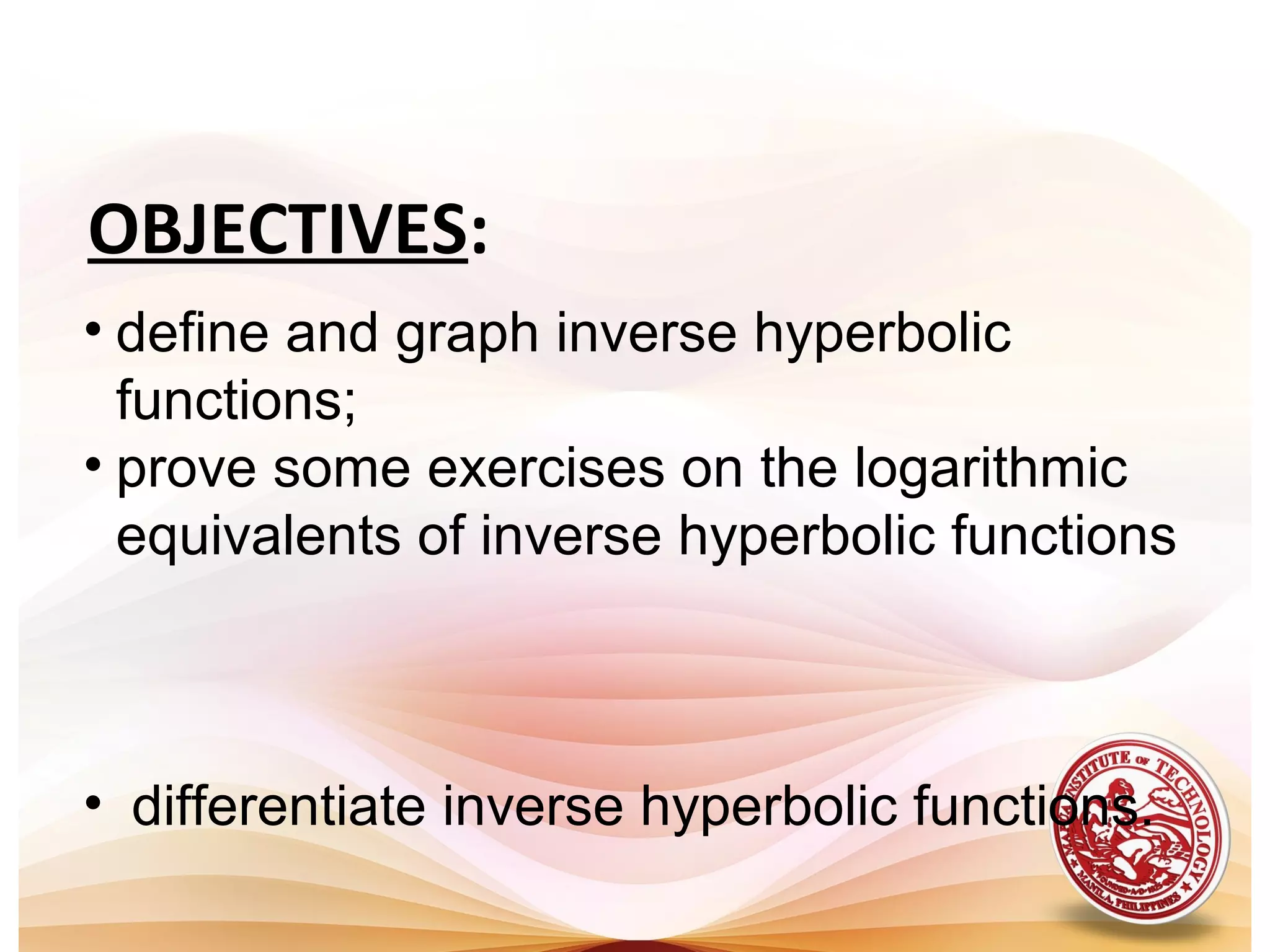 Lesson 14 derivative of inverse hyperbolic functions | PPT
