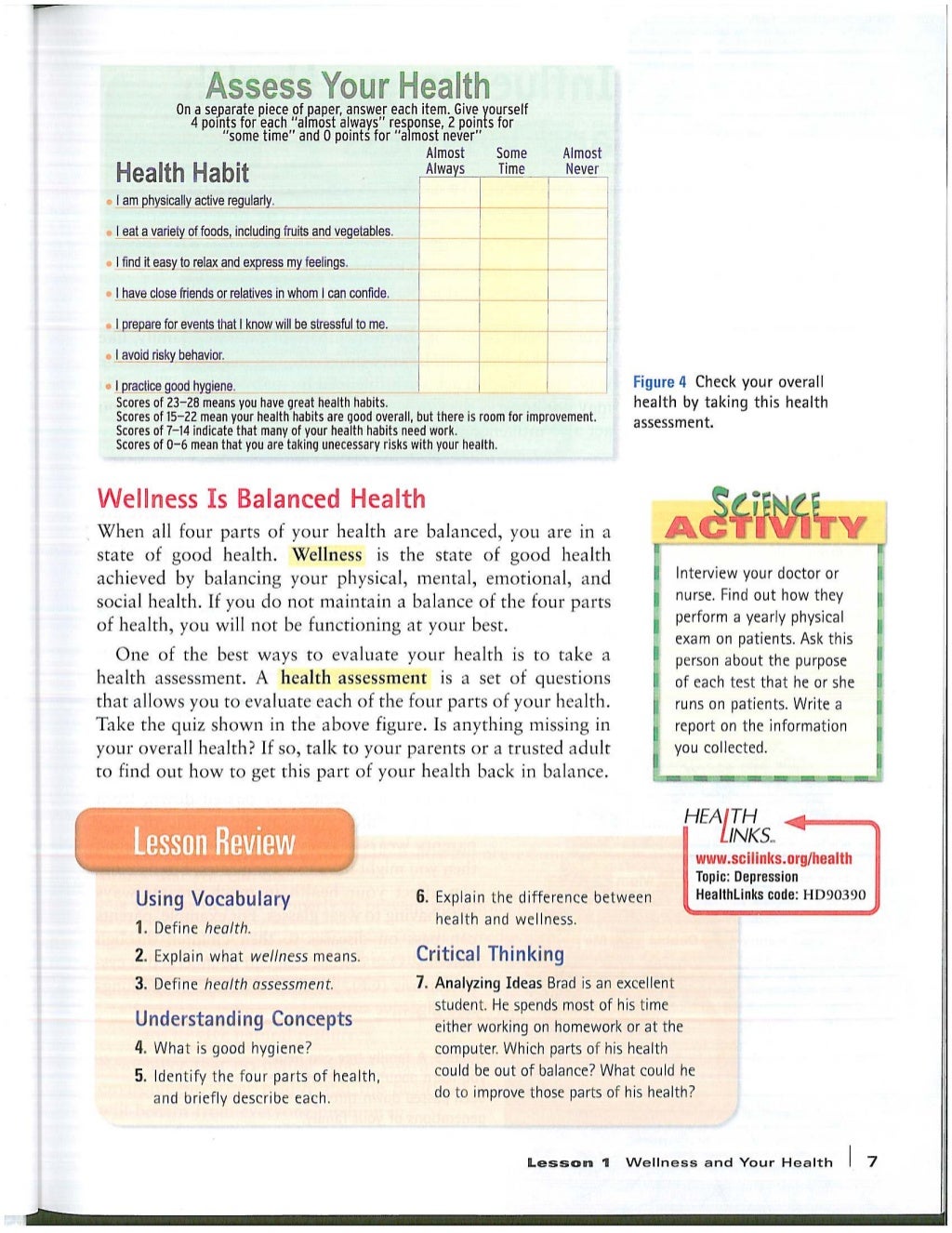 Lesson 1 (4 parts of health)