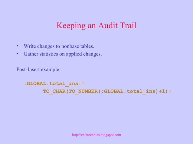 Oracle Forms Transnational Triggers Ppt