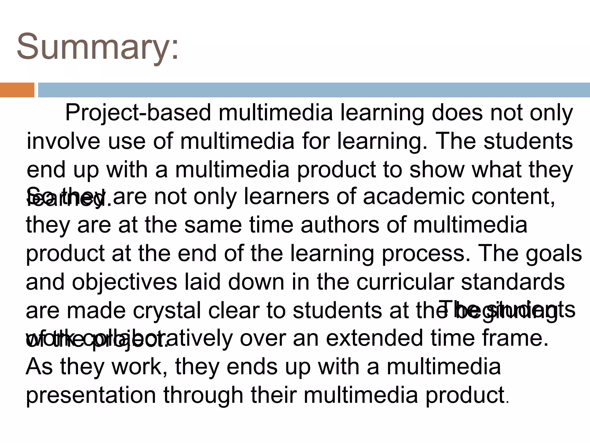 Lesson 15 16 project-based learning and multimedia | PPT