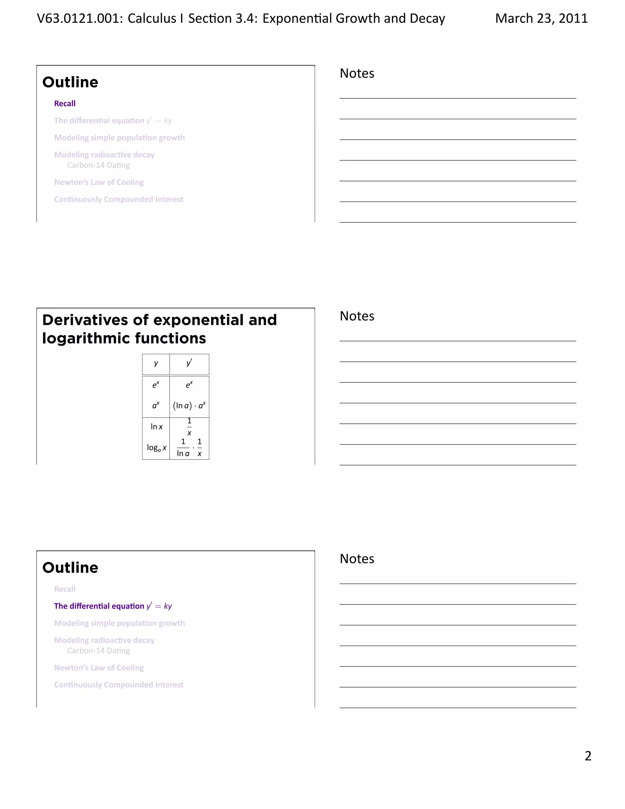 Lesson 15: Exponential Growth and Decay (handout) | PDF | Chemistry ...