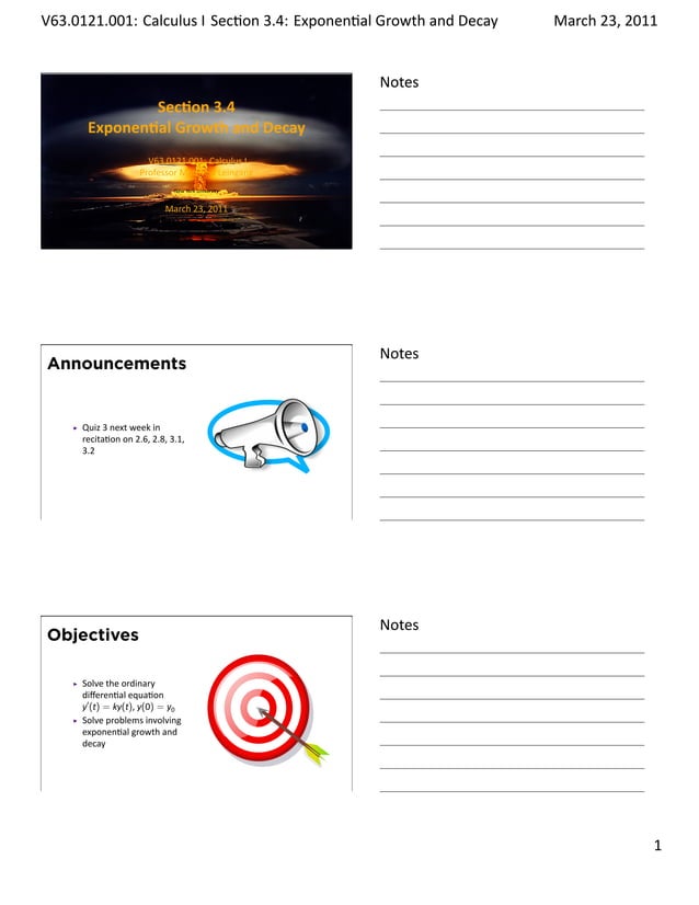 Lesson 15: Exponential Growth and Decay (handout) | PDF